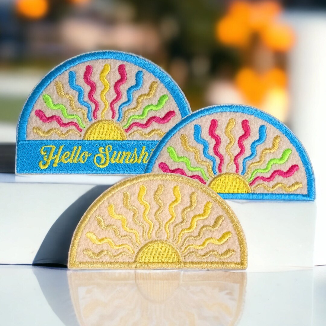Hello Sunshine Patch, Embroidered Sun Patch, Embroidered Sun in Vintage ...