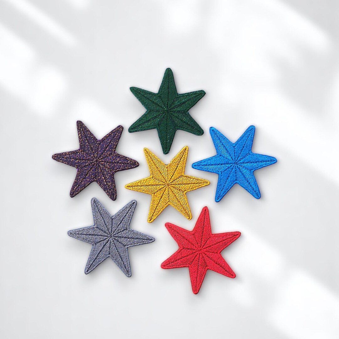 Embroidered Star Patch – Iron-on Patch Embroidered With Metallic Thread ...
