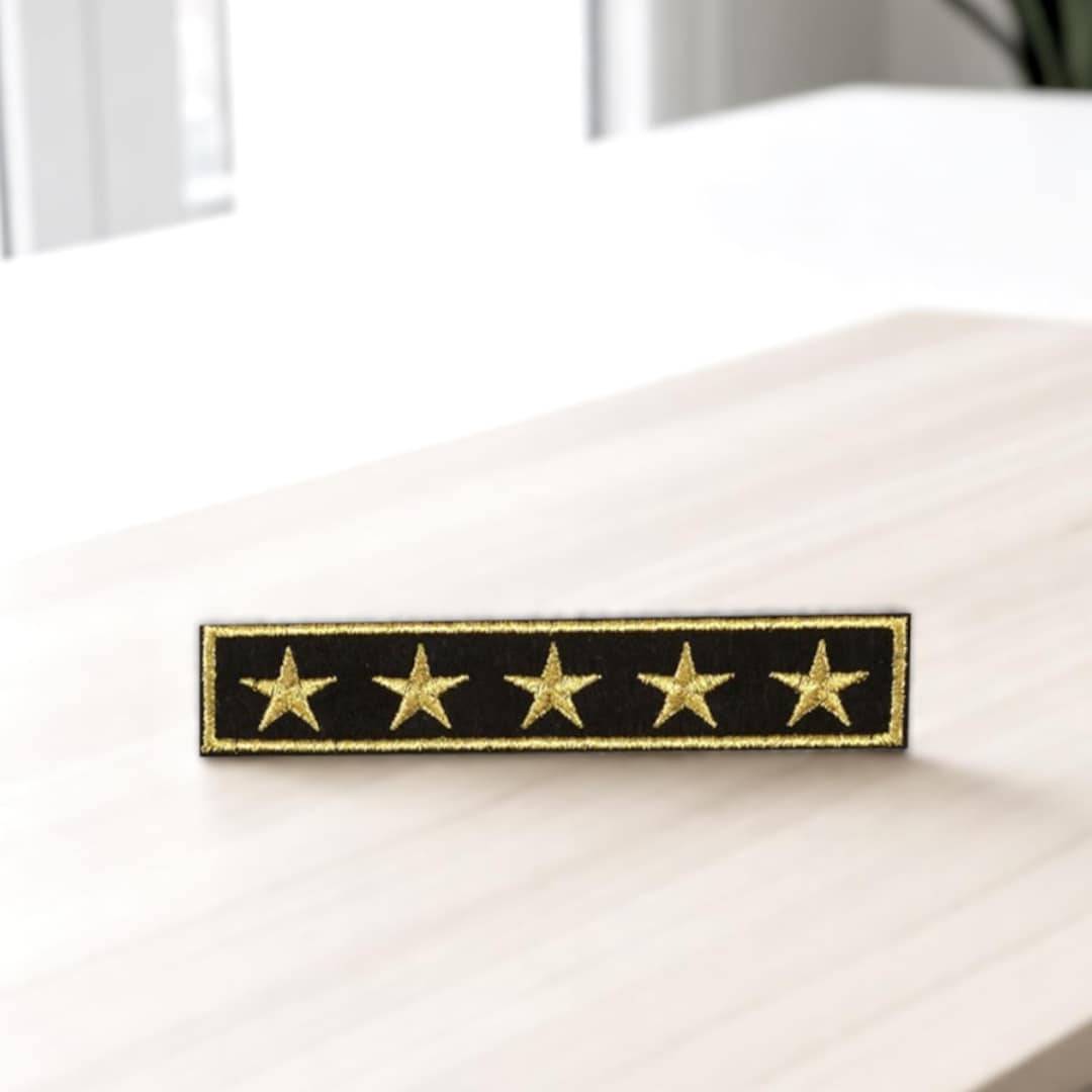 5 Star Military Embroidered Patch - 12.5cm Gold Iron-on Badge - Etsy