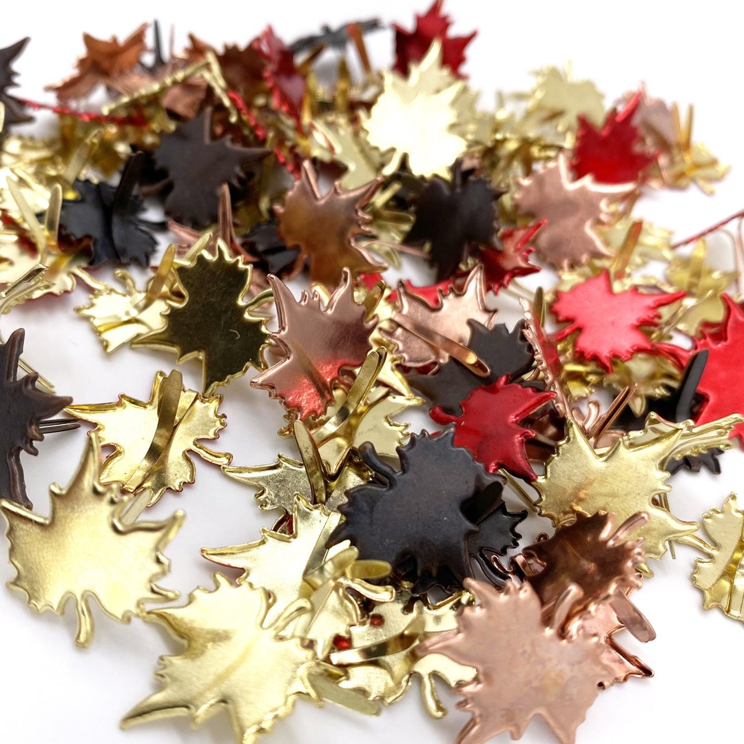 Maple Leaf Brads, Fall Metallic Brads, 16mm, 50 or 100 Scrapbooking ...