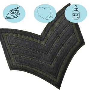 3 Army Chevrons Patch, Embroidered Military Sergeant Braid Badge, Iron ...