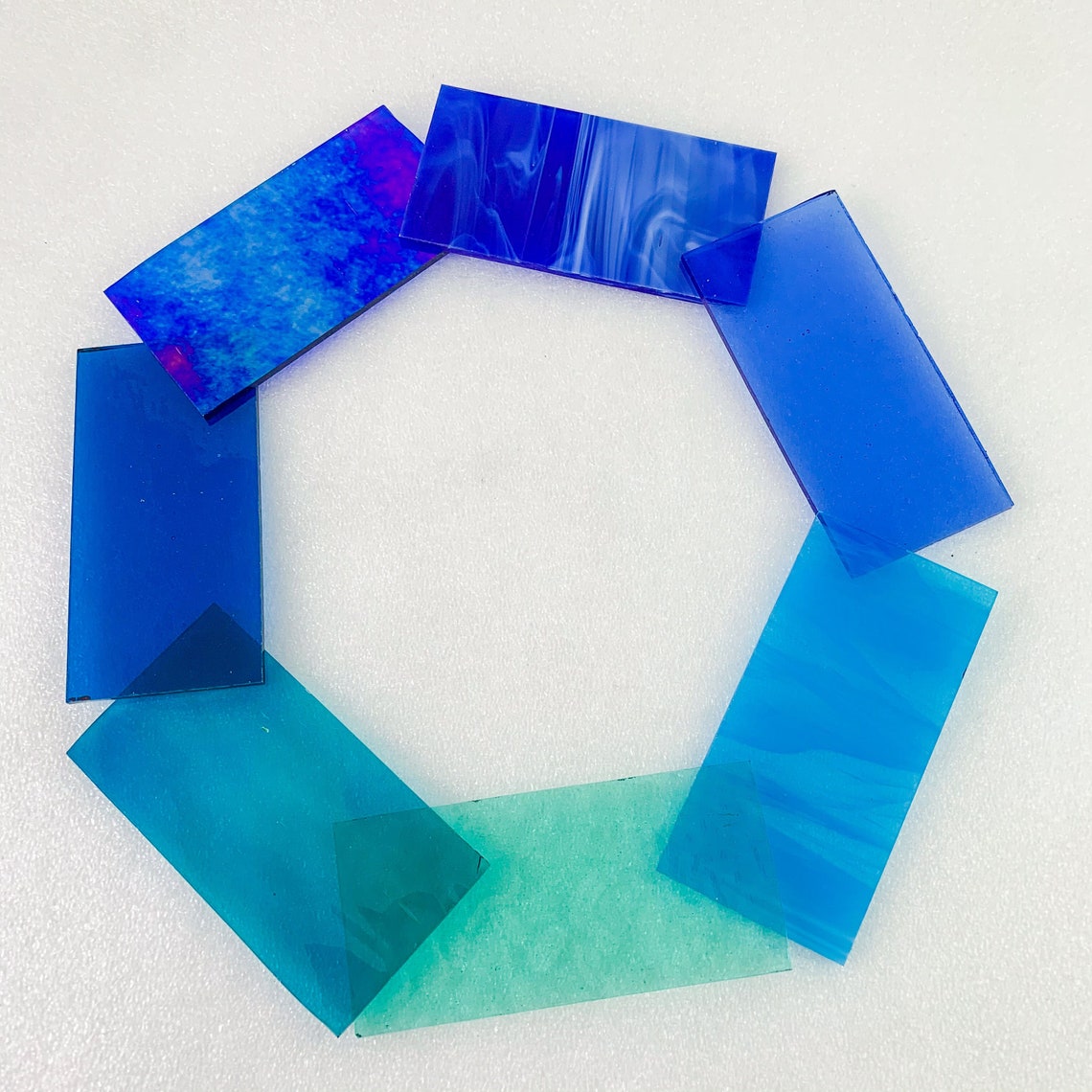 Stained Glass Hobby Box - 7 Pieces, Rainbow Mix, Blues, Greens or Mixed ...