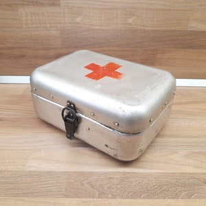 Aluminium Box Medical First Aid Tin Box Vintage Hungarian, Red Cross ...