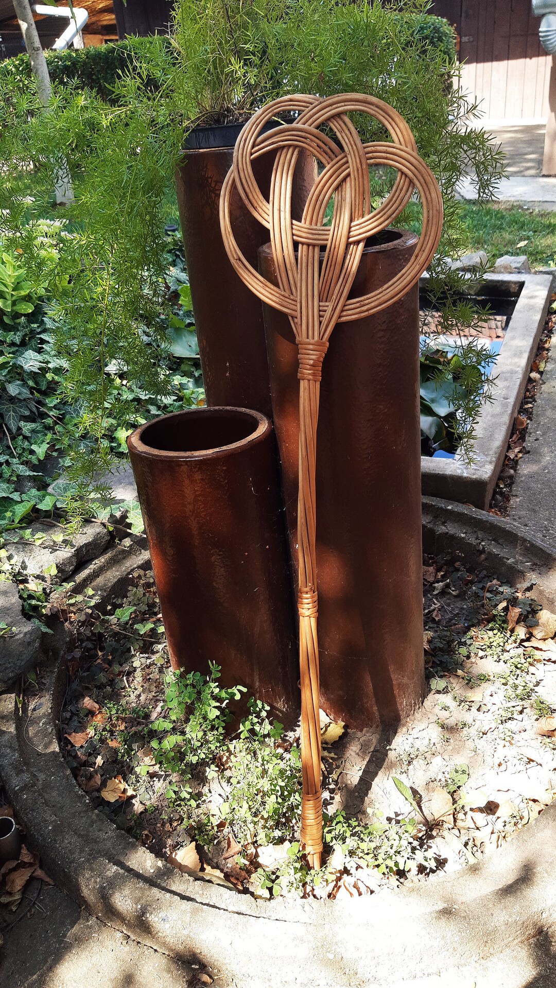 Vintage Braided Cane Rug Beater, Woven Rattan, Bamboo Carpet Beater ...