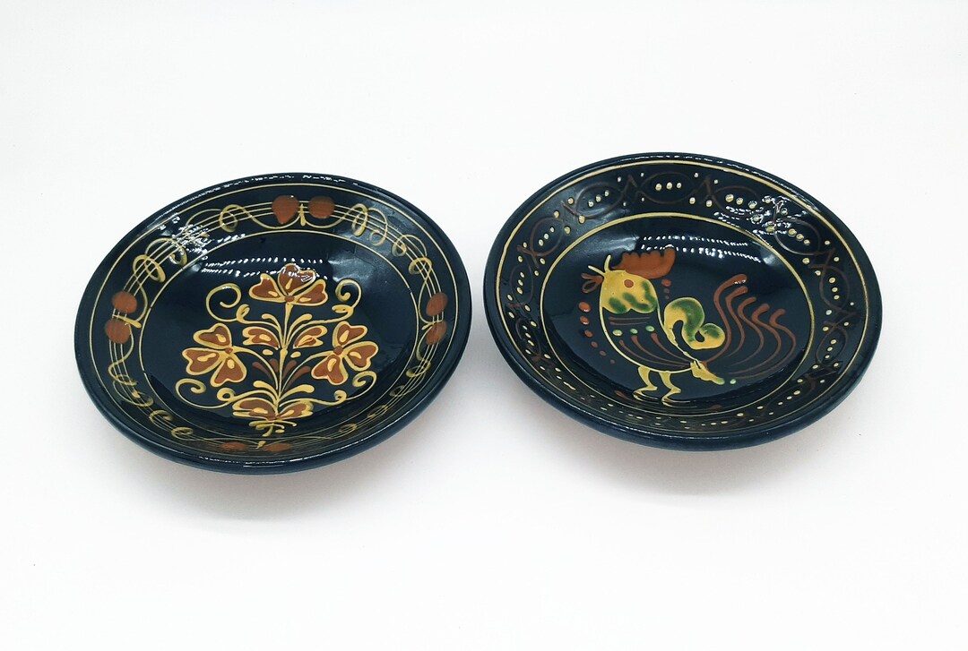 Exquisite Handcrafted Hungarian Ceramic Wall Plates Set With Floral and ...