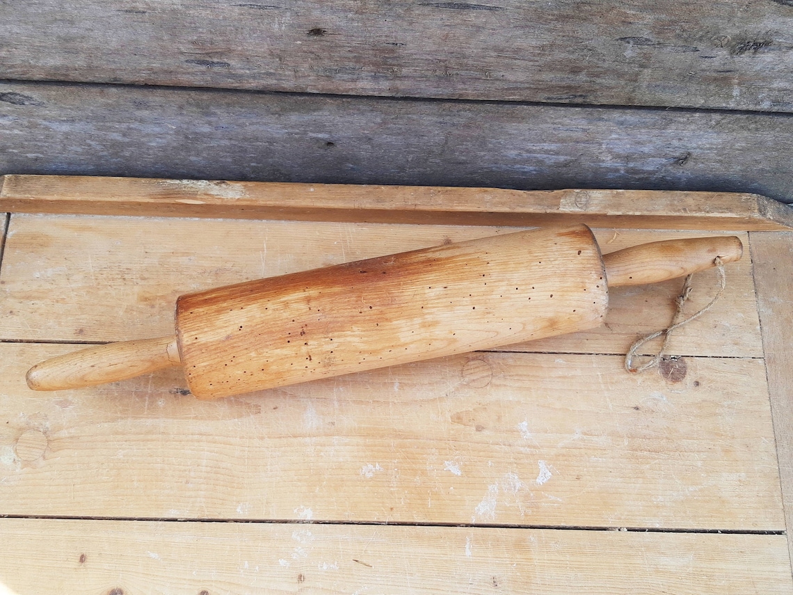 Rustic Wooden Kneading Board for Bread or Dough With Wooden Roll ...