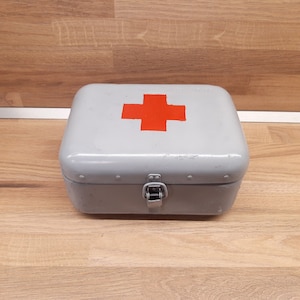 Box Medical First Aid Aluminium Tin Box Vintage Hungarian, Red Cross ...