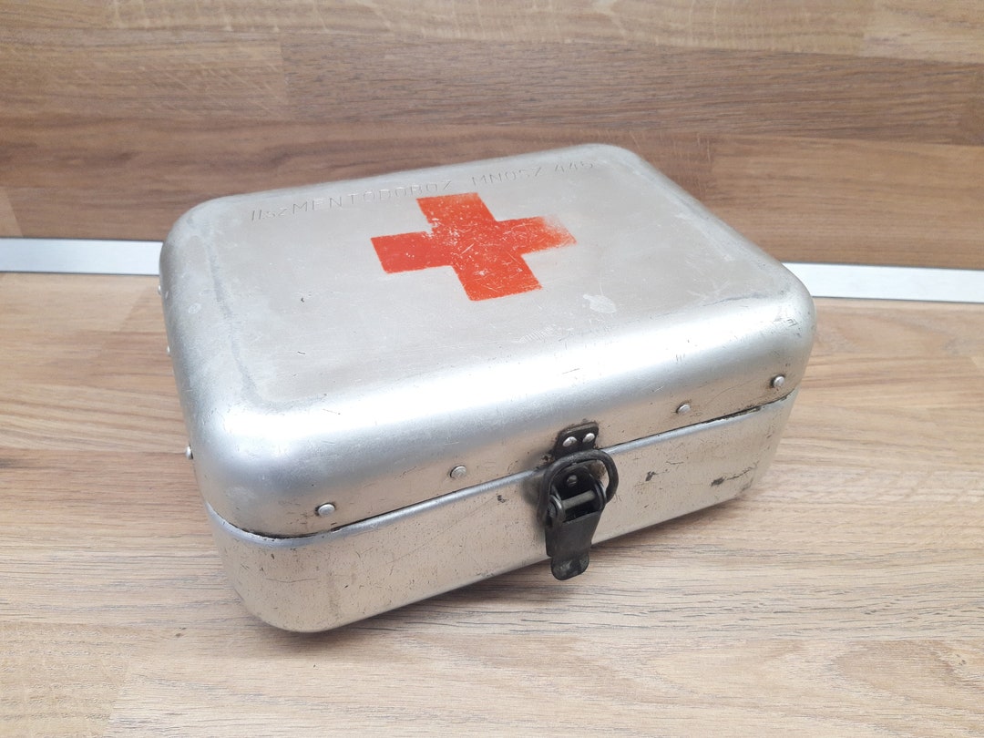 Aluminium Box Medical First Aid Tin Box Vintage Hungarian, Red Cross ...
