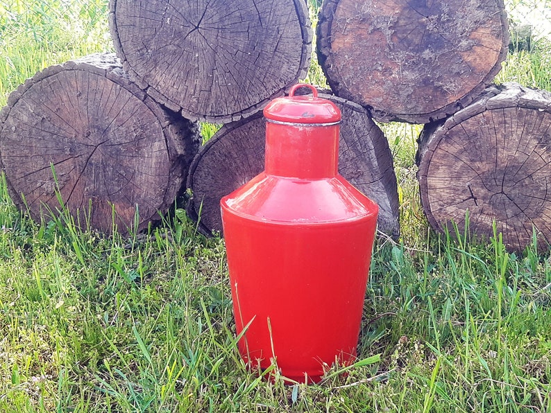 Antique Red Color Enamel Watering Can Shabby Water Container - Etsy