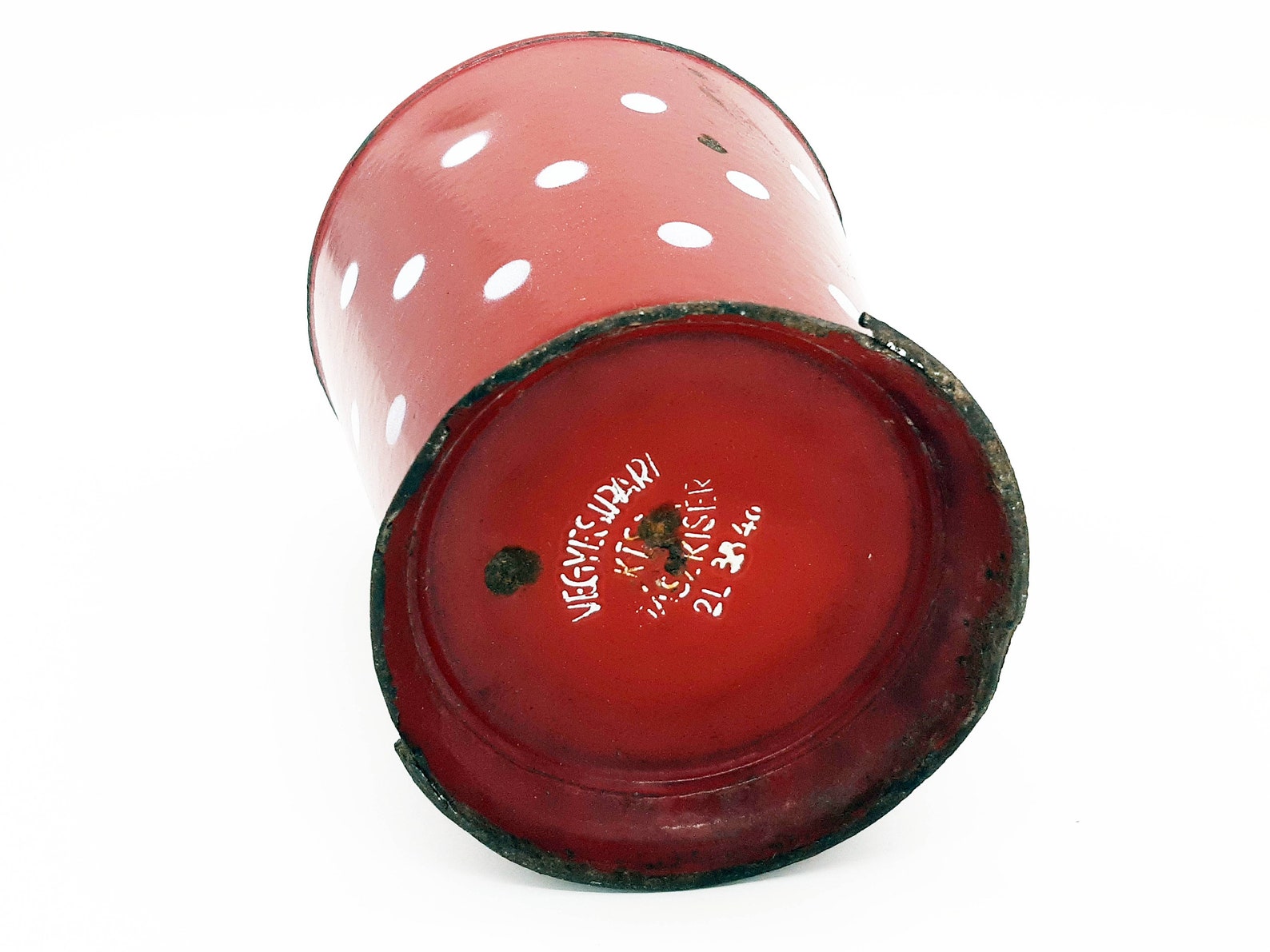 Vintage 1960s Eastern European Red Polka Dot Enamel Water Jug With Lid ...