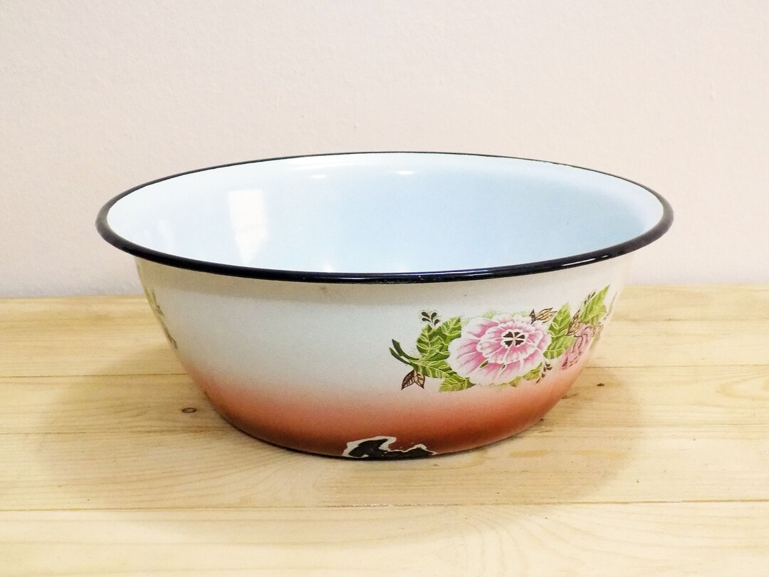 Small Enamelware Kitchen Bowl, Retro Serving, Cereal, Mixing Bowl, Rice ...