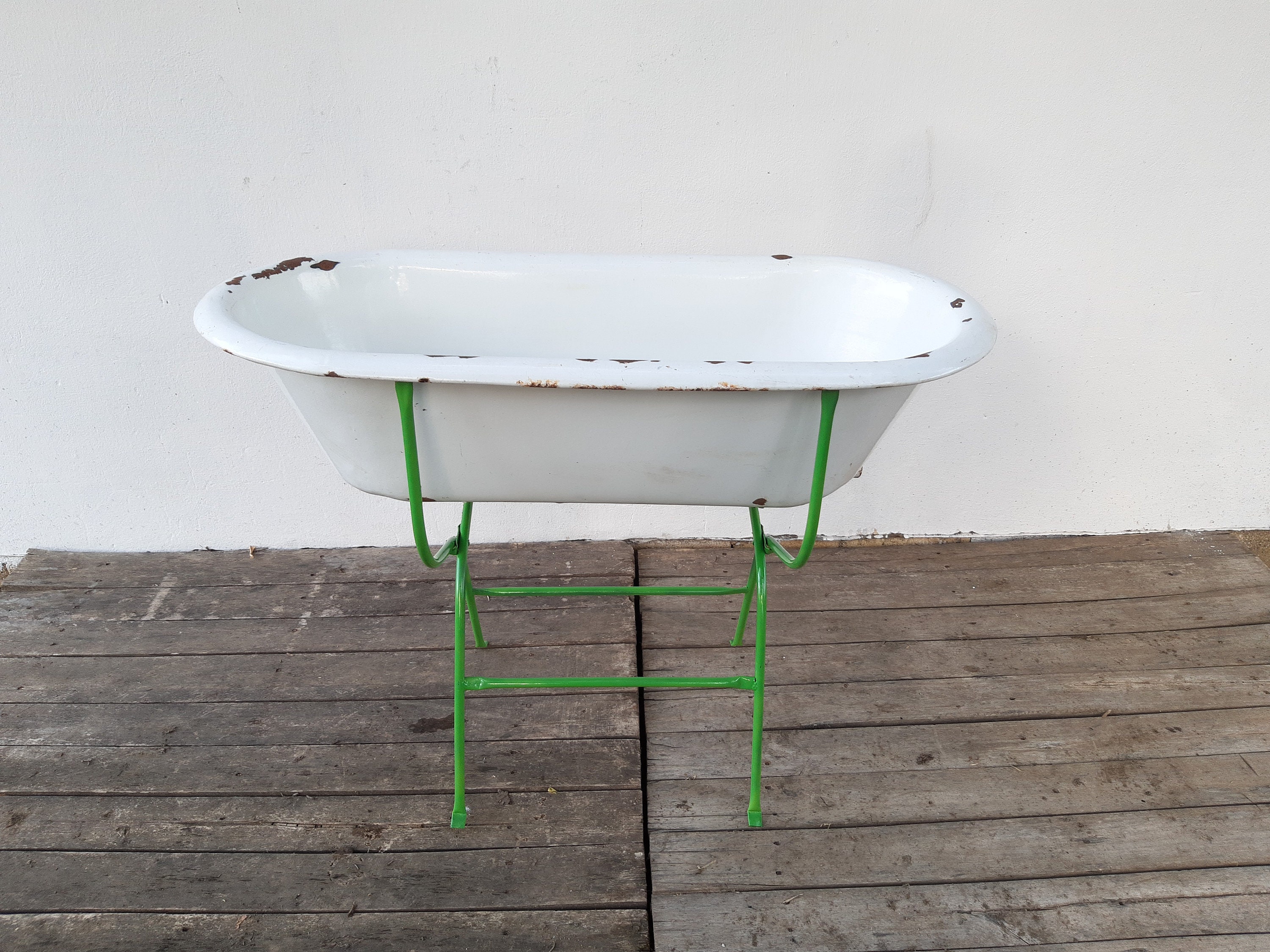 White Vintage Rustic Bathroom Enameled Porcelain Baby Bathtub - Etsy