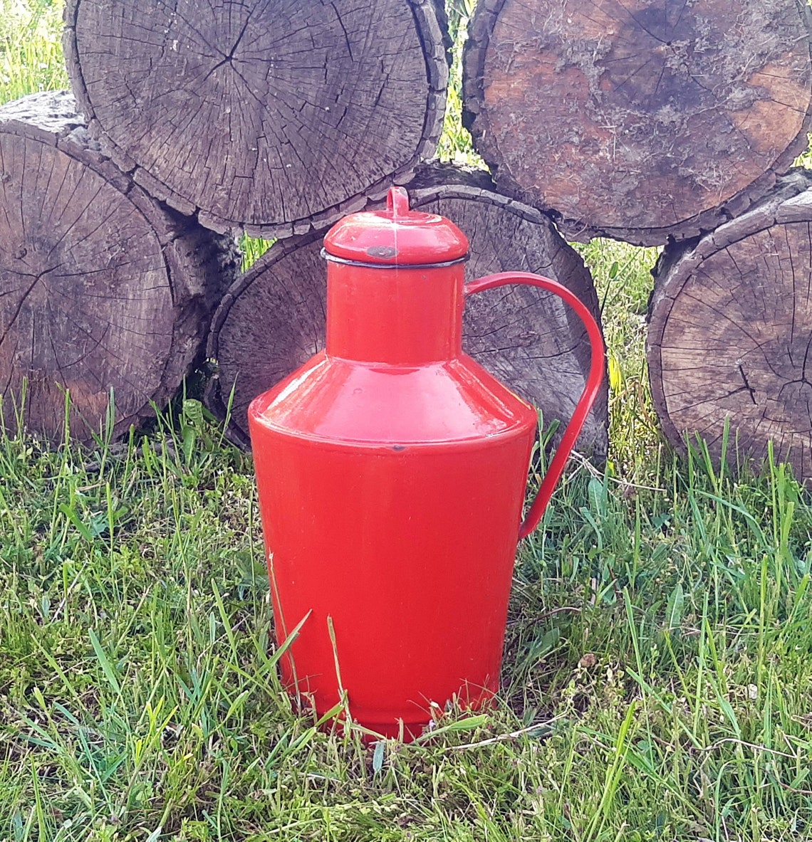 Antique Red Color Enamel Watering Can Shabby Water Container - Etsy