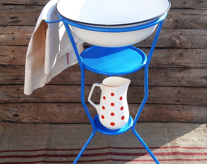 Vintage Rustic Hungarian Enameled Hand Wash Set, Enamel Farmhouse ...
