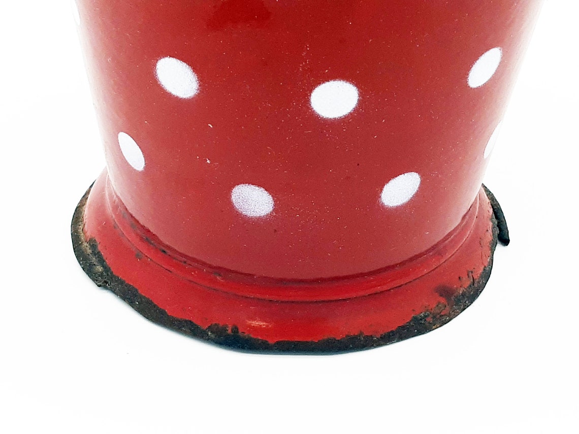 Vintage 1960s Eastern European Red Polka Dot Enamel Water Jug With Lid ...