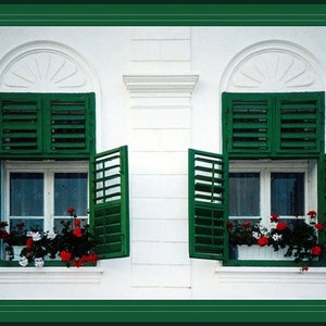 Rustic Green Primitive Mid Century Farmhouse Window Shutters, Wooden ...