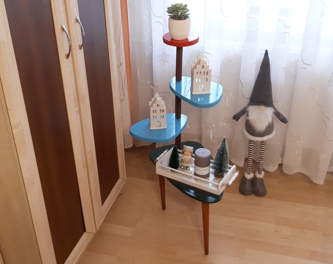 Vintage Colorful Plant Stand With 3 Tiers Indoor Mid Century, Tiered ...