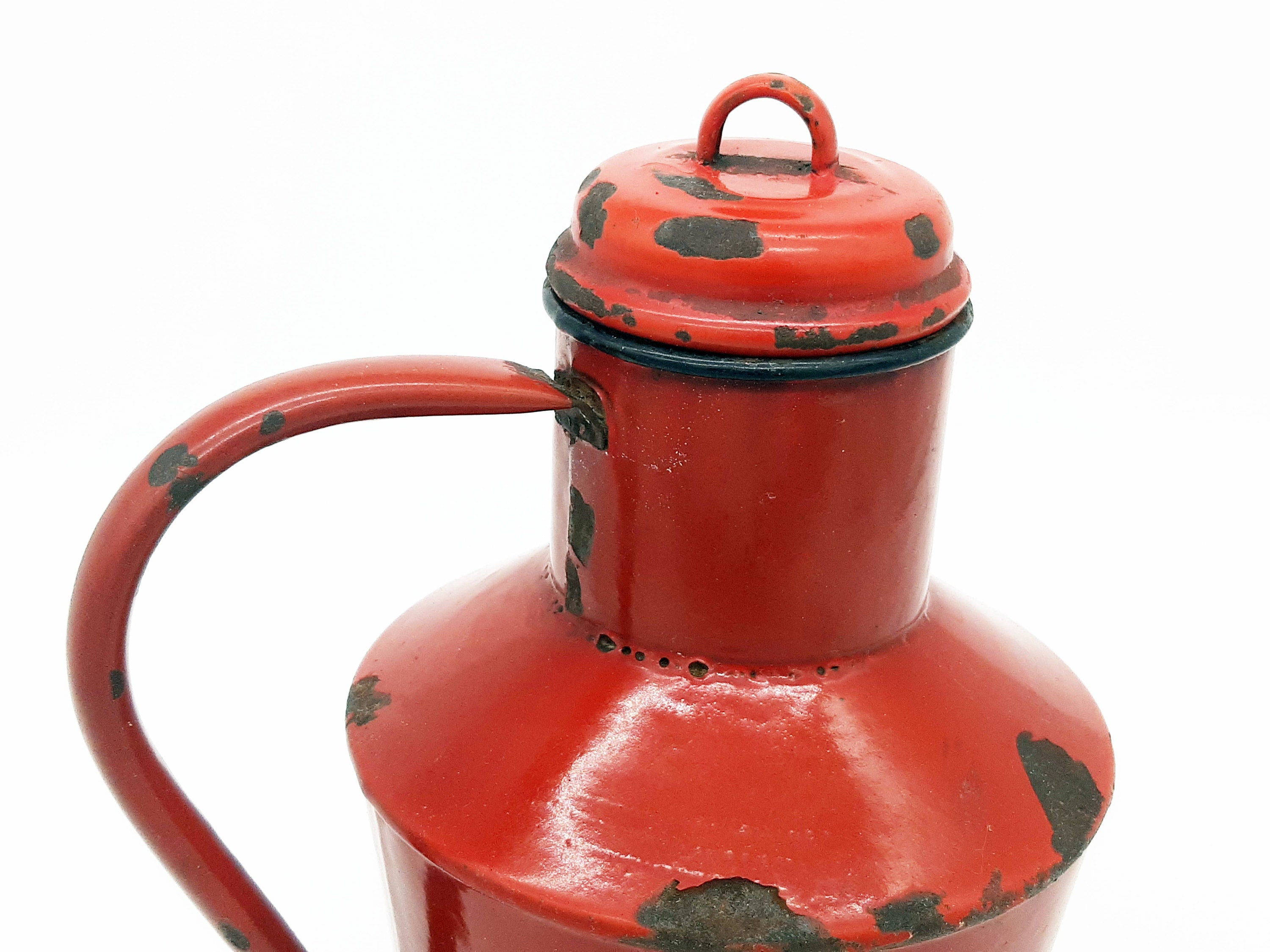 Vintage 1960s Eastern European Red Polka Dot Enamel Water Jug With Lid ...