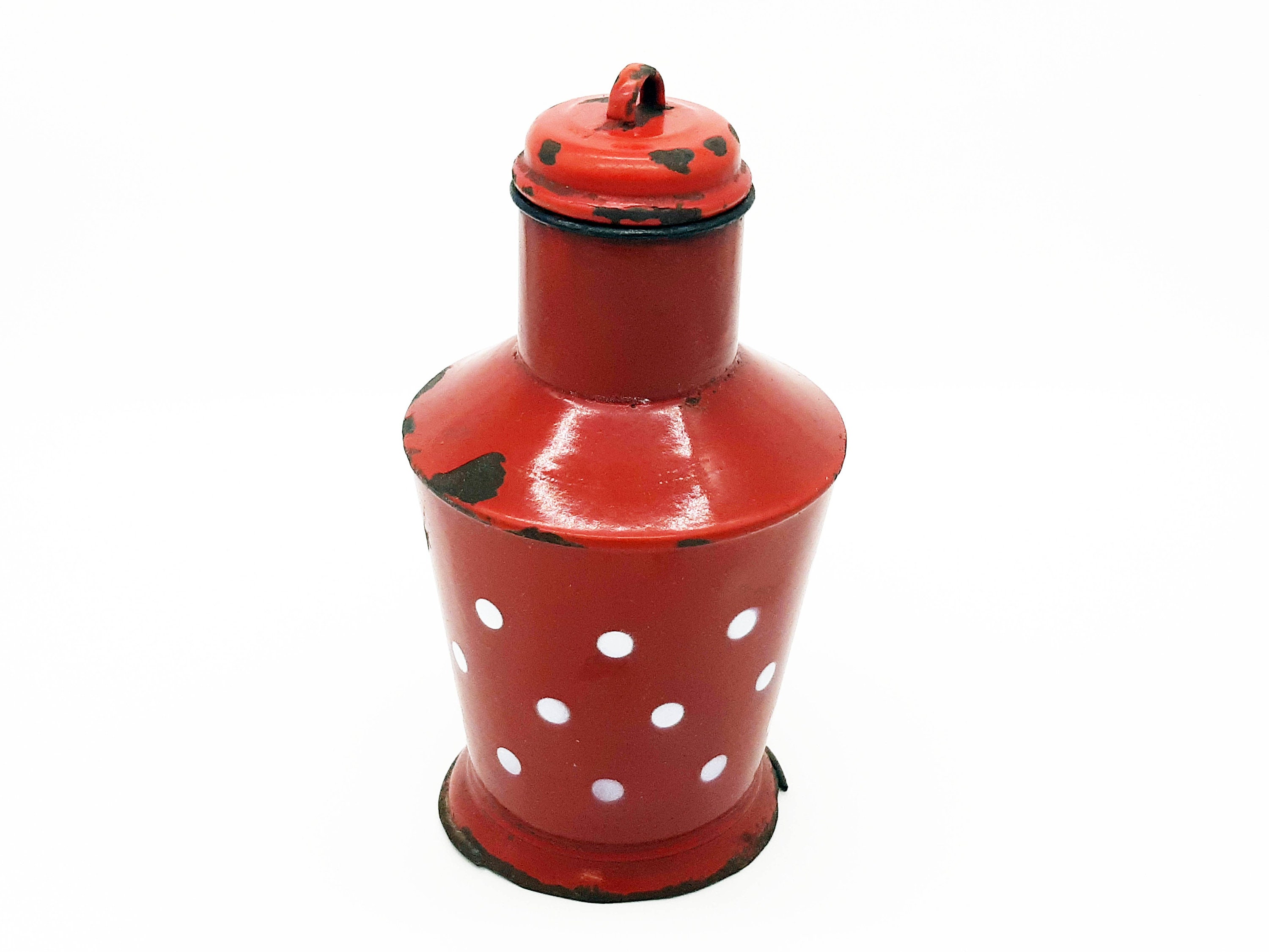 Vintage 1960s Eastern European Red Polka Dot Enamel Water Jug With Lid ...