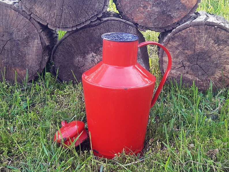 Antique Red Color Enamel Watering Can Shabby Water Container - Etsy