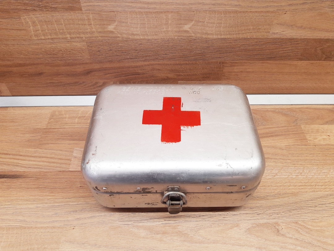 Aluminium Box Medical First Aid Tin Box Vintage Hungarian, Red Cross ...