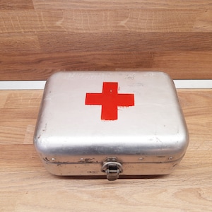 Aluminium Box Medical First Aid Tin Box Vintage Hungarian, Red Cross ...