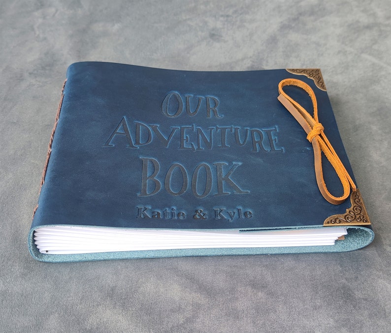 Genuine Leather Bound Our Adventure Book, Personalized Scrapbook Photo ...