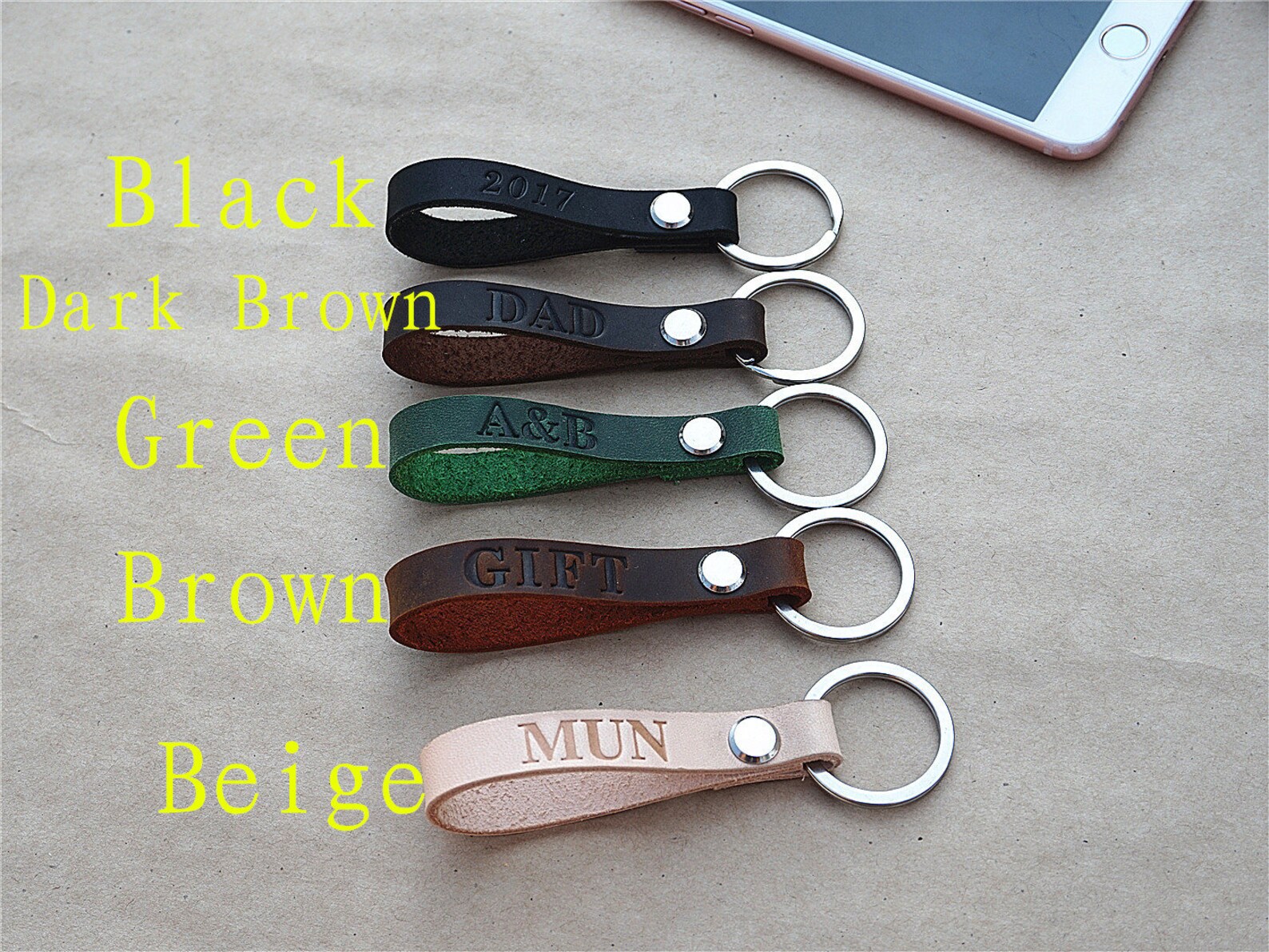 Custom Leather Keychain Personalized Leather Key Ring - Etsy
