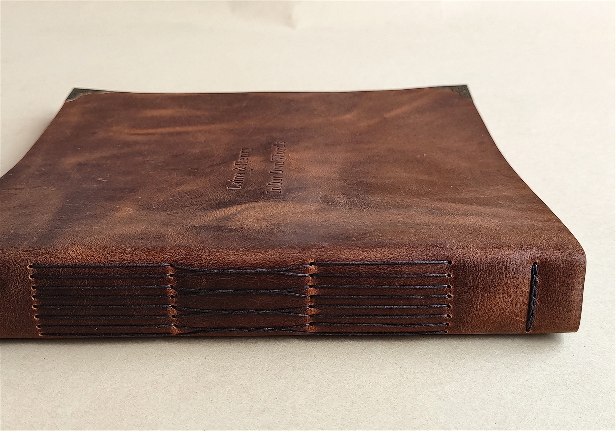 Rustic Leather Scrapbook Album Personalized Photo Album | Etsy