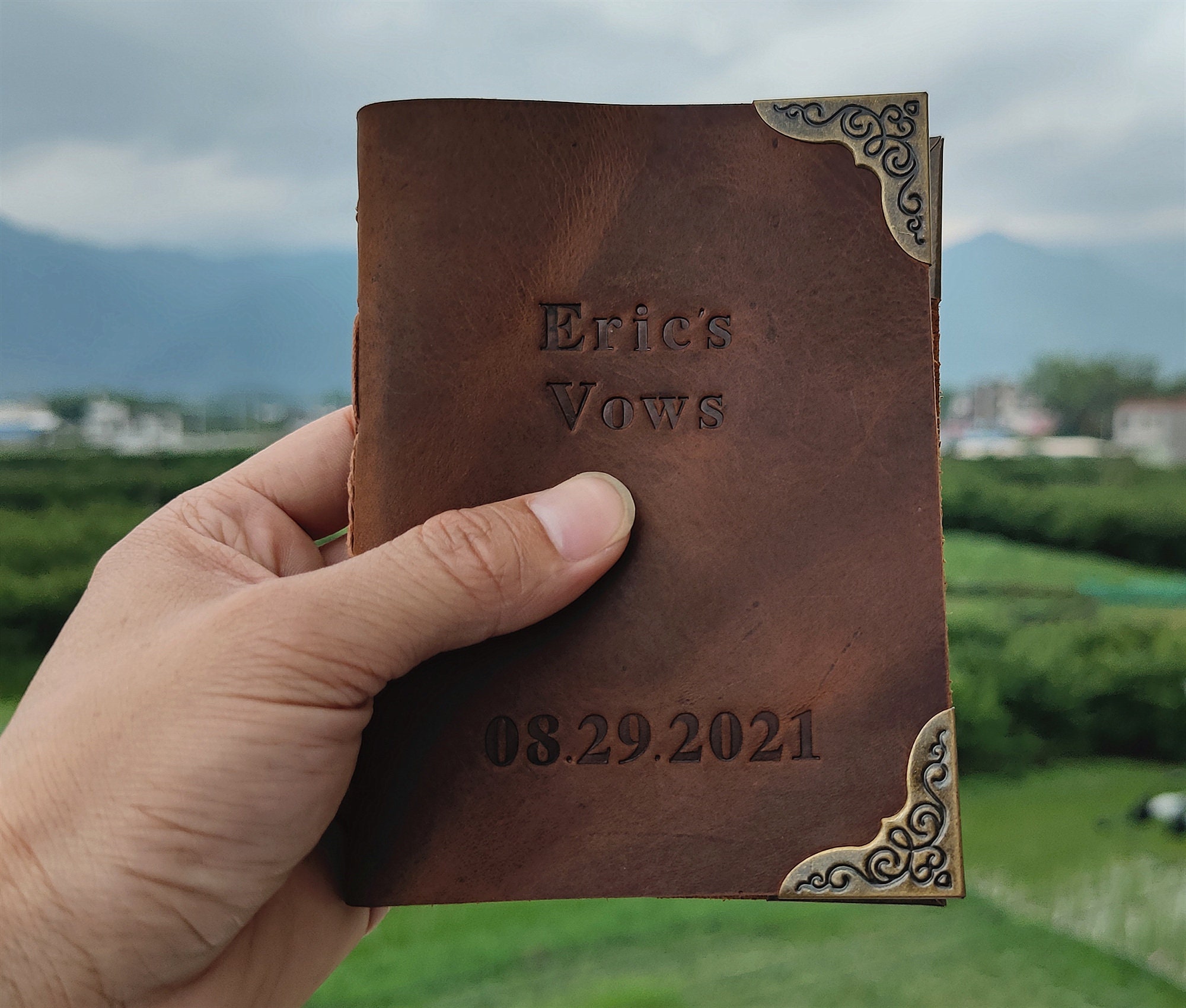 Aangepaste lederen bruiloft gelofte boek gepersonaliseerde | Etsy