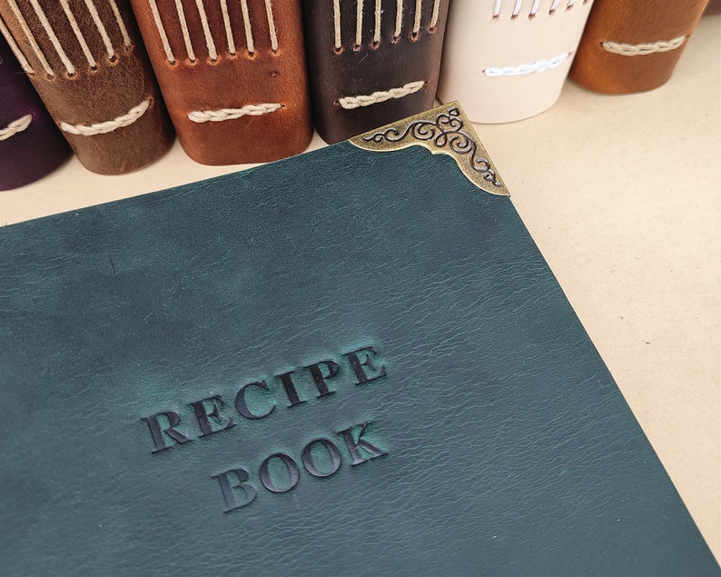 Genuine Leather Recipe Book, Personalized Cook Book, Embossed Names ...