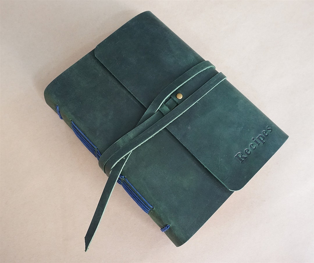 Embossing Leather Journal, Personalized Recipe Book, Leather Bound ...