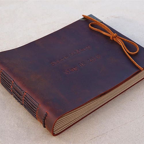 Custom Wedding Guest Book Vintage Leather Wedding Guest - Etsy