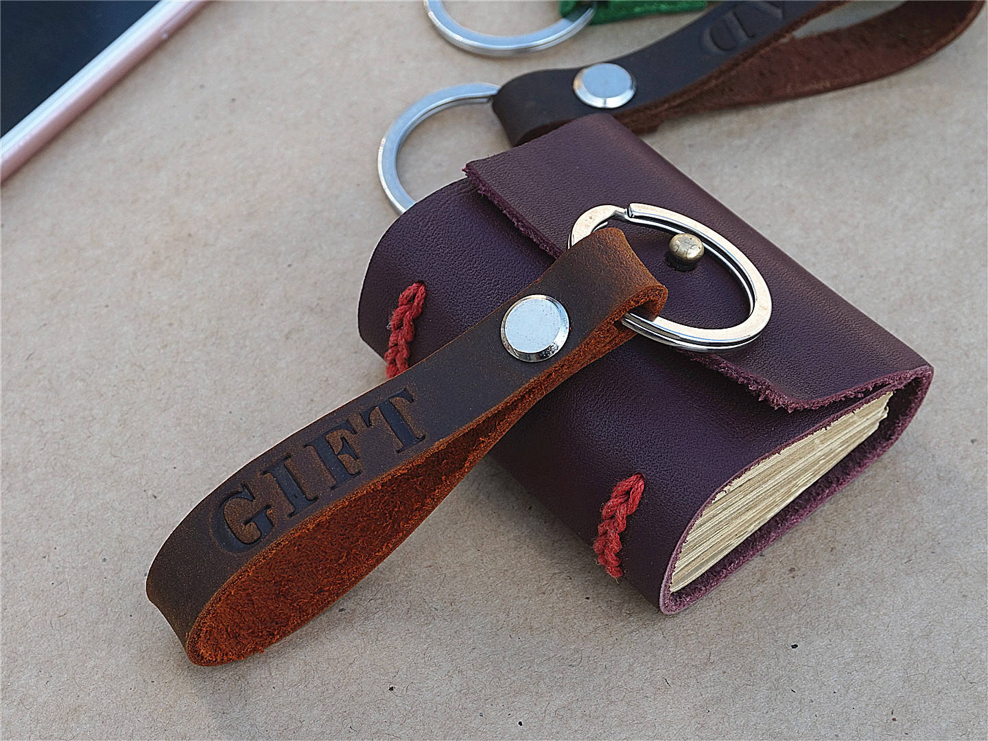 Custom Leather Keychain Personalized Leather Key Ring - Etsy