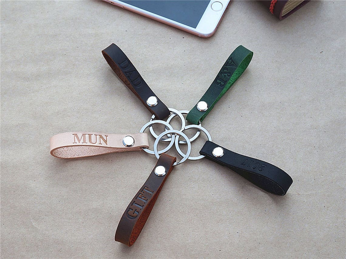 Custom Leather Keychain Personalized Leather Key Ring - Etsy