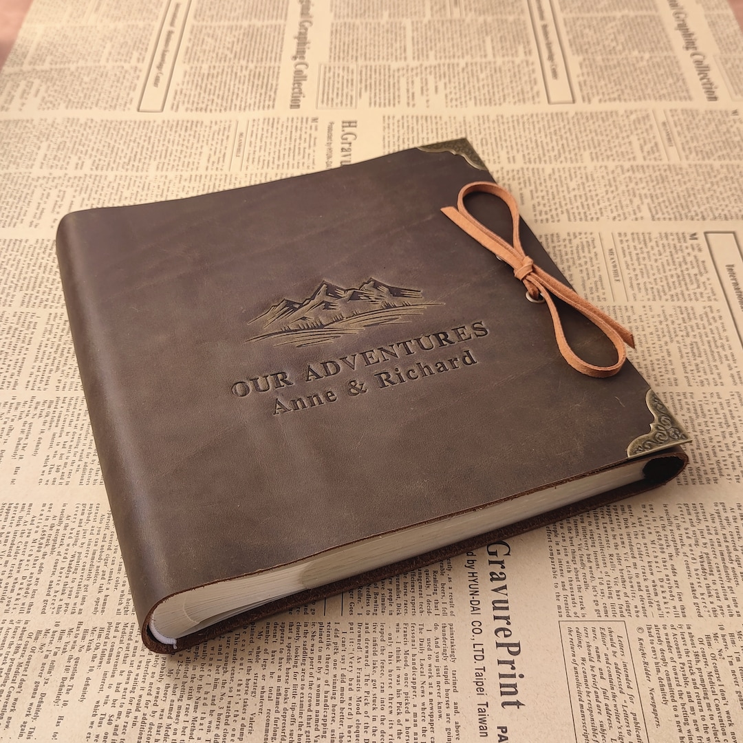 Our Adventure Book, Personalized Leather Photo Album, Slip in Scrapbook ...
