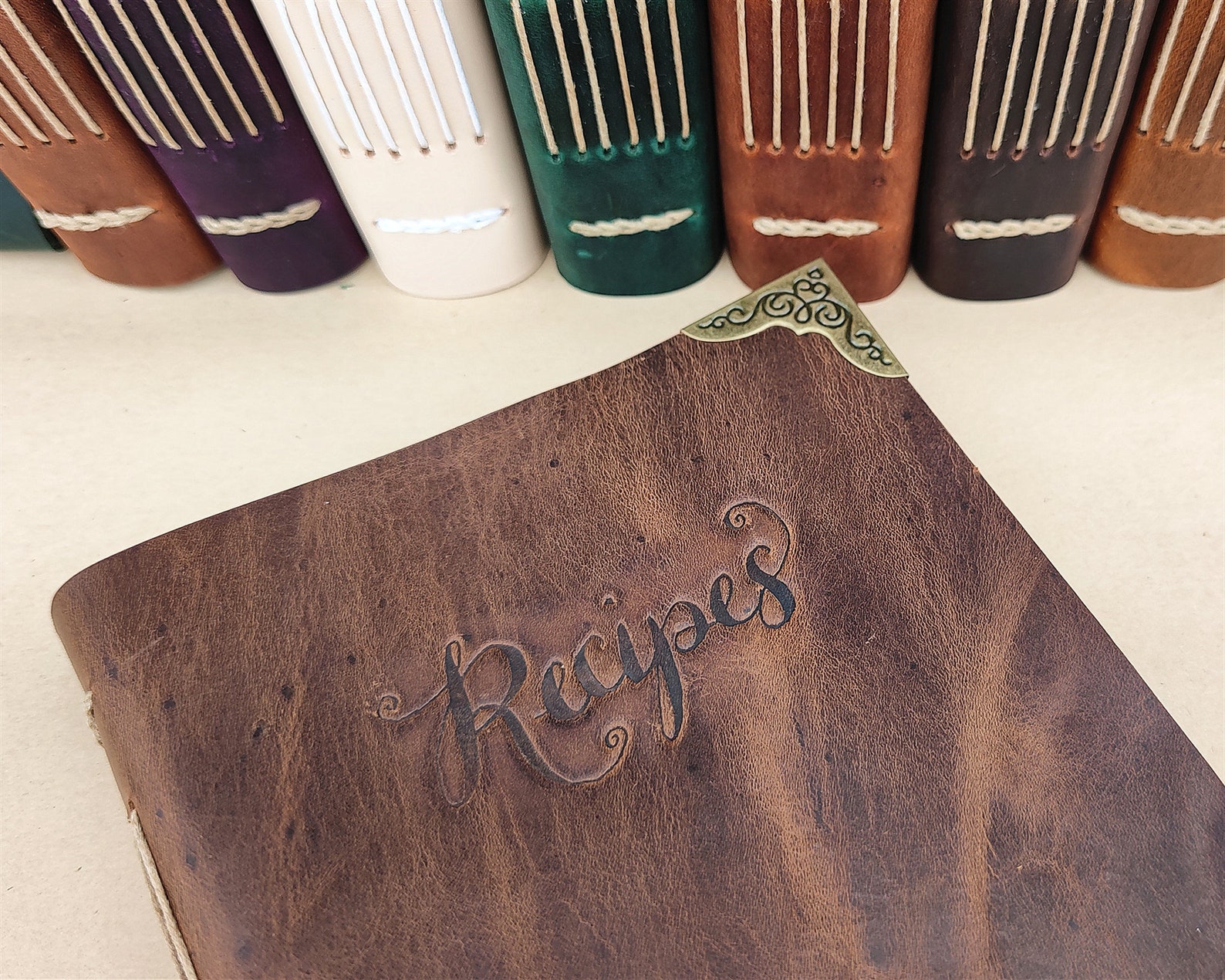 Personalized Leather Recipe Book, Custom Blank or Lined Recipe Book ...