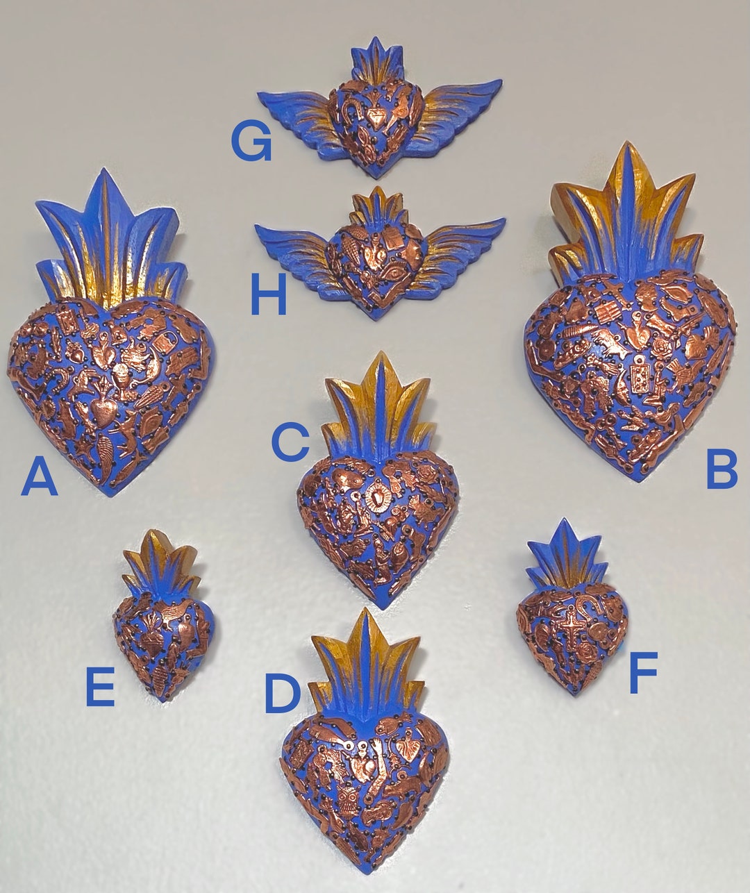 Milagros Wooden Heart (pacific Blue) | Modern Milagro Corazon ...