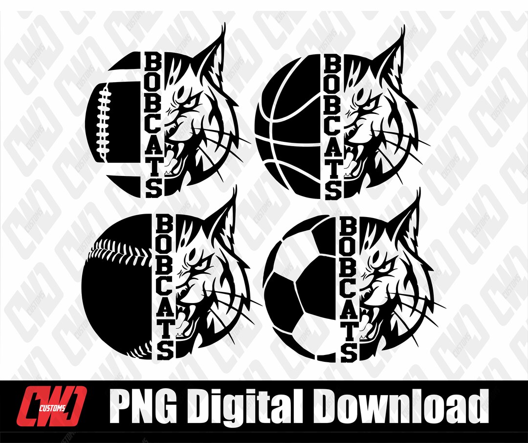 Digital PNG Downloads Bobcats Football, Baseball, Soccer, Softball, and ...