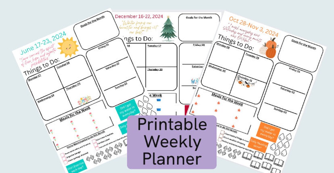 2024 Printable Weekly Planner - Etsy