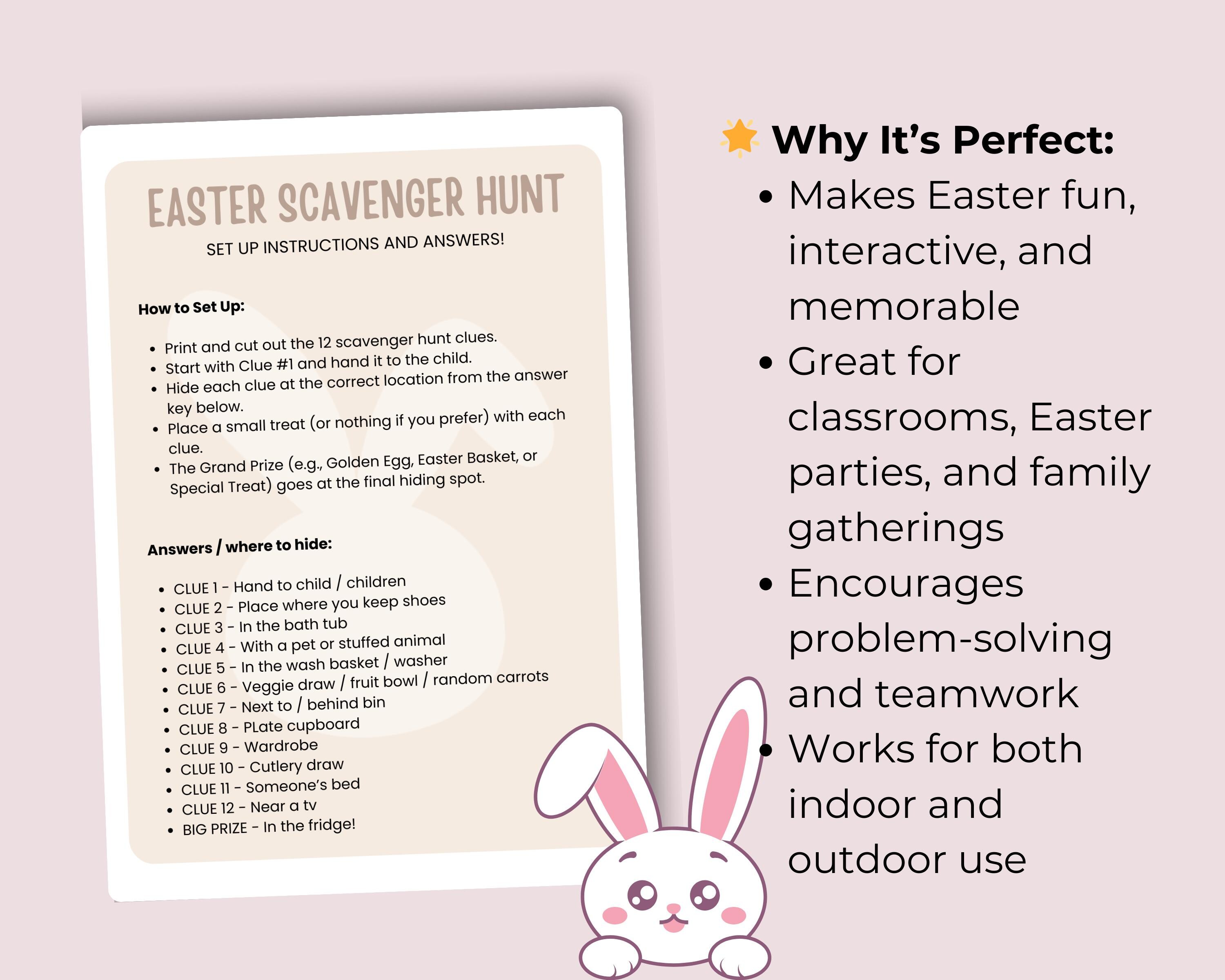 Printable Easter Scavenger Hunt, Easter Games, Fun Indoor Outdoor ...
