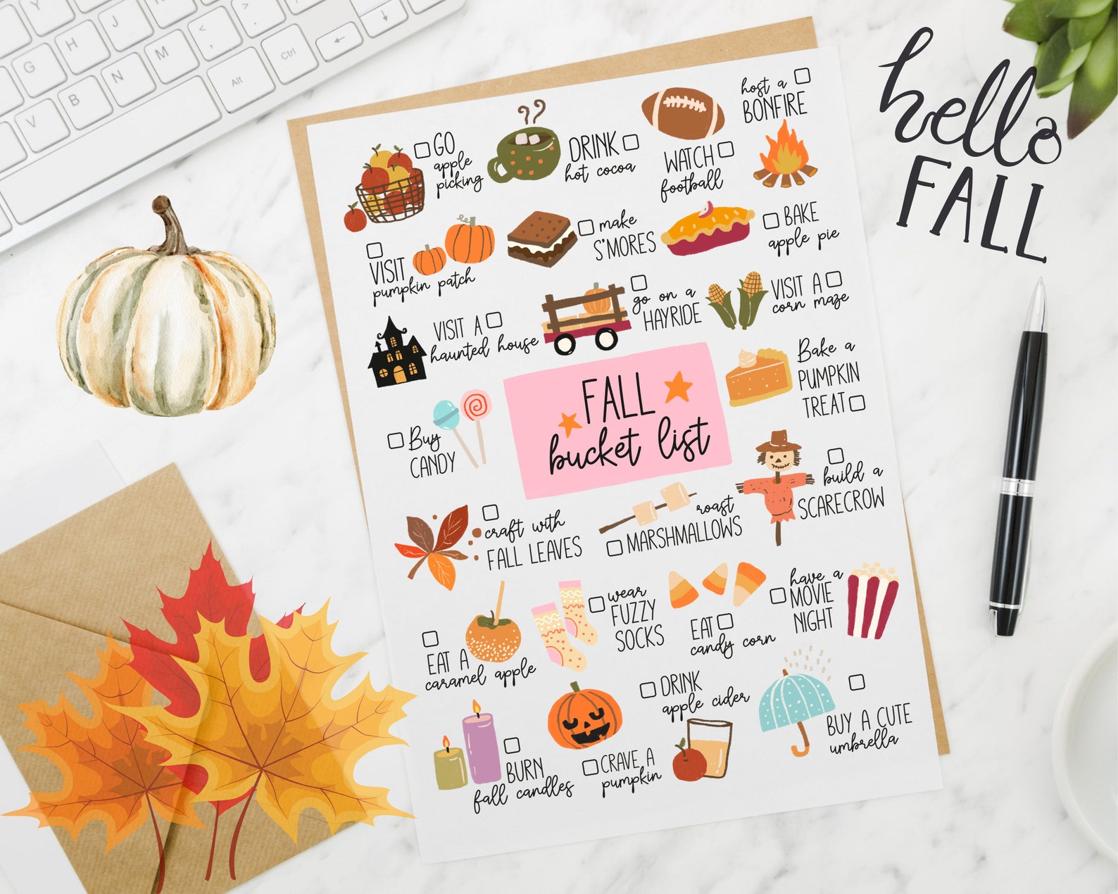 Fall Activity List, Fall Printablele, Fun Fall Activities Check List ...