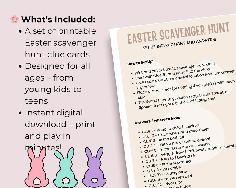 Printable Easter Scavenger Hunt, Easter Games, Fun Indoor Outdoor ...
