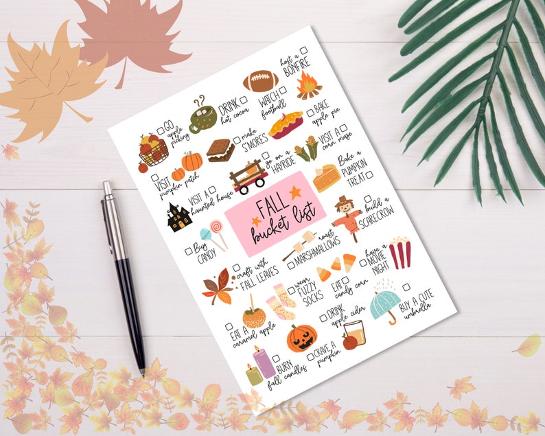 Fall Activity List, Fall Printablele, Fun Fall Activities Check List ...