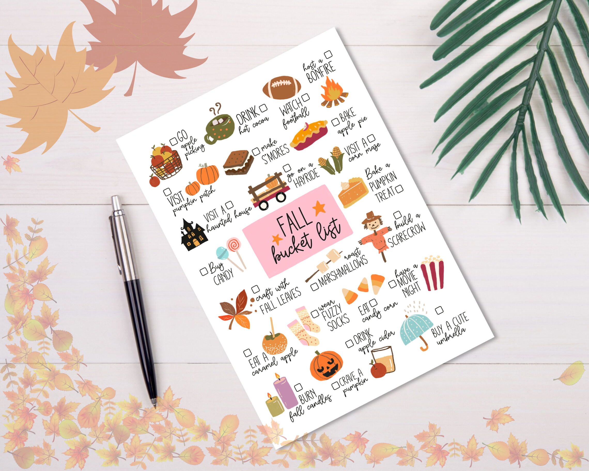 Fall Activity List, Fall Printablele, Fun Fall Activities Check List ...