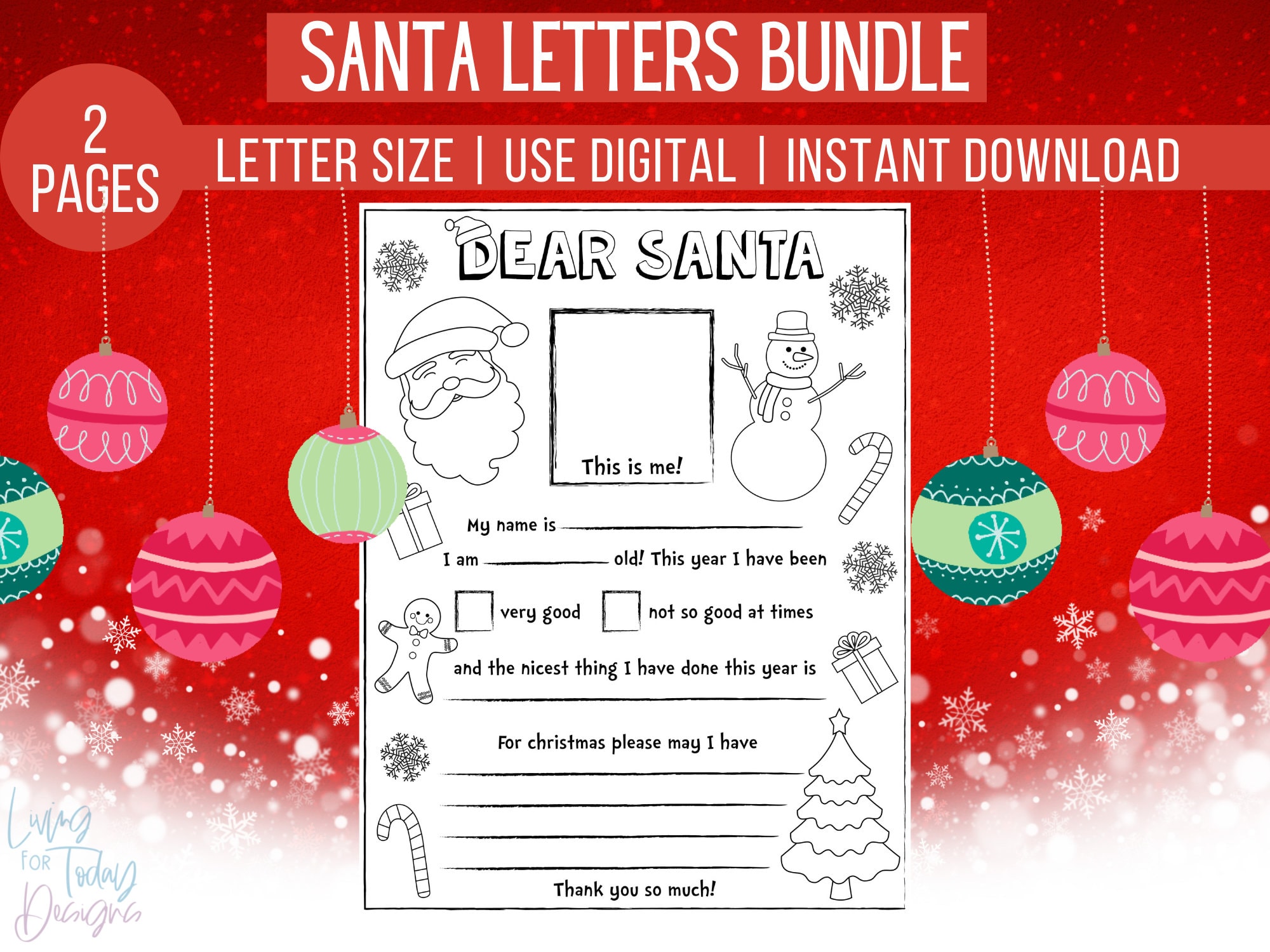 Letter to Santa Coloring Page, Printable Letter to Santa,christmas Dear ...