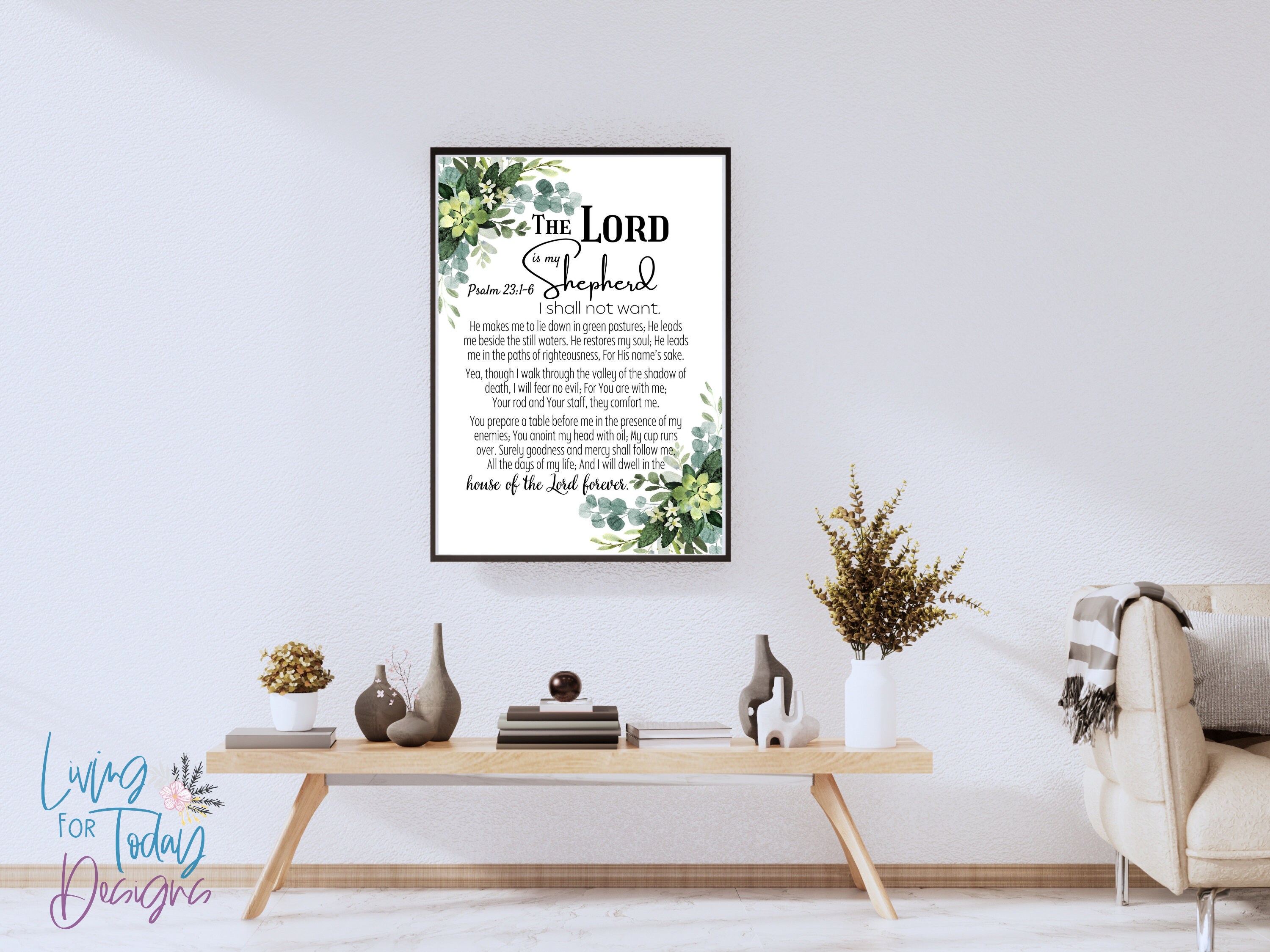The Lord is My Shepherd Wall Art, Christian Wall Art,psalm 23 Printable ...