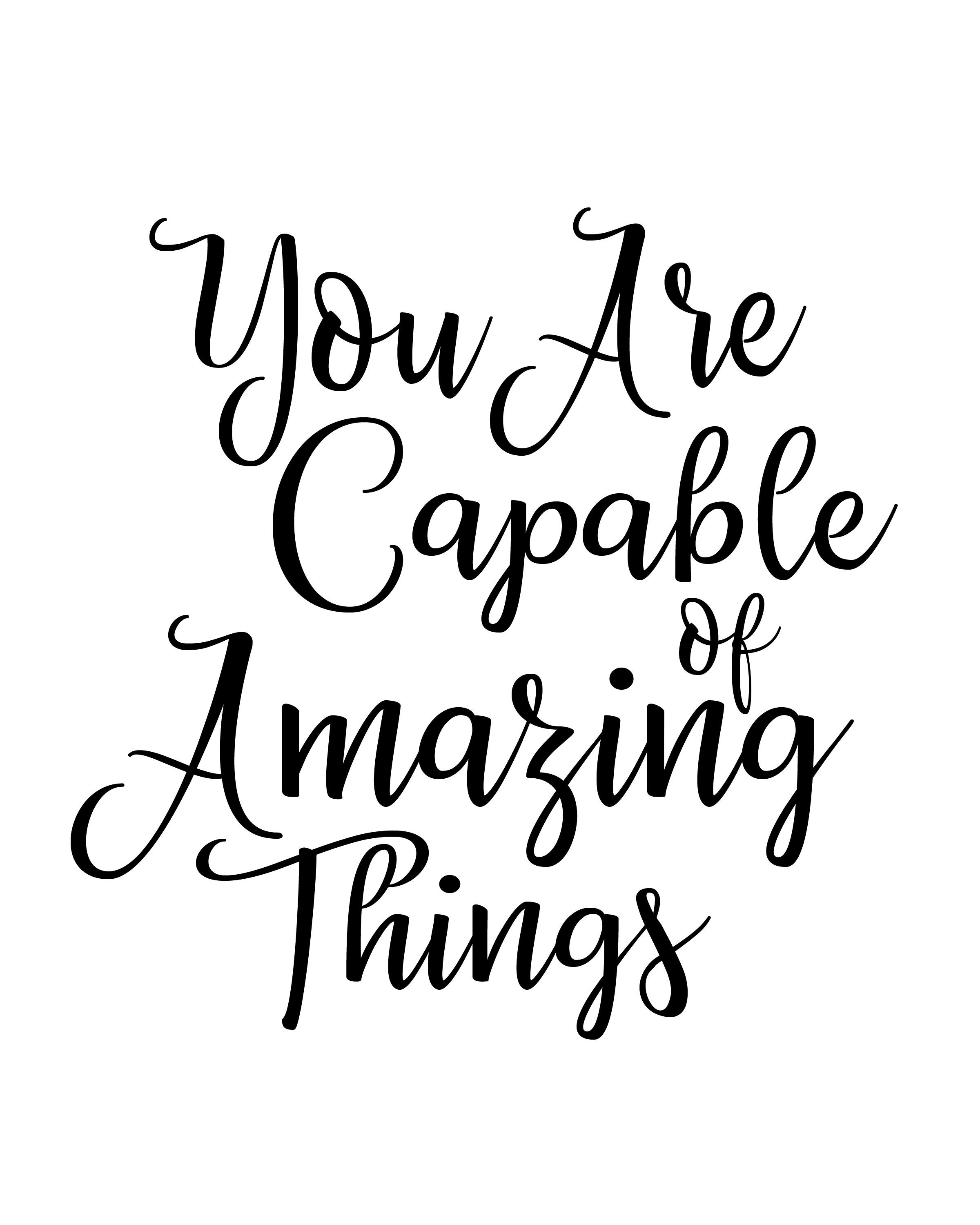 You Are Capable of Amazing Things Printable, Motivational Wall Art ...