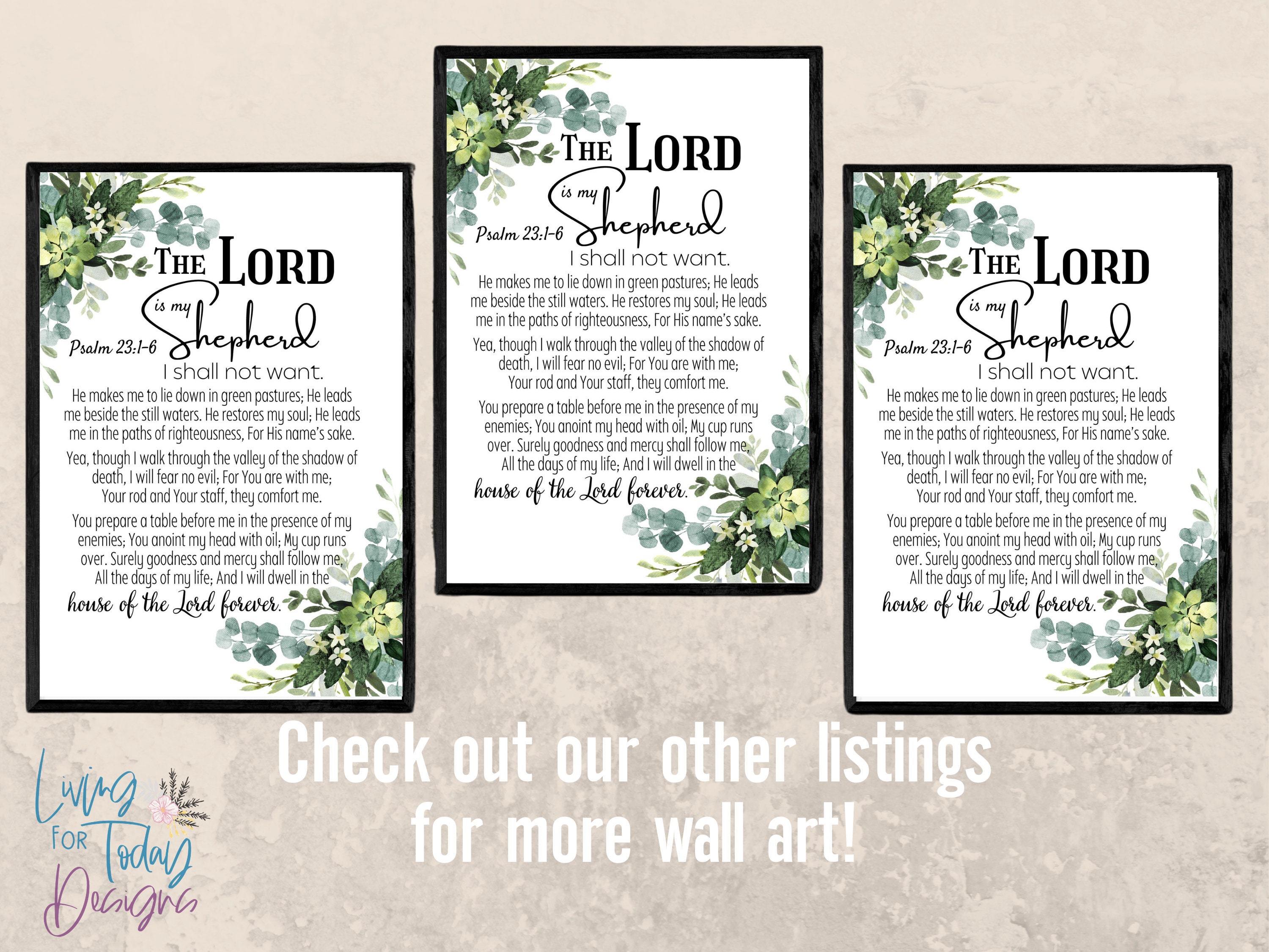 The Lord is My Shepherd Wall Art, Christian Wall Art,psalm 23 Printable ...