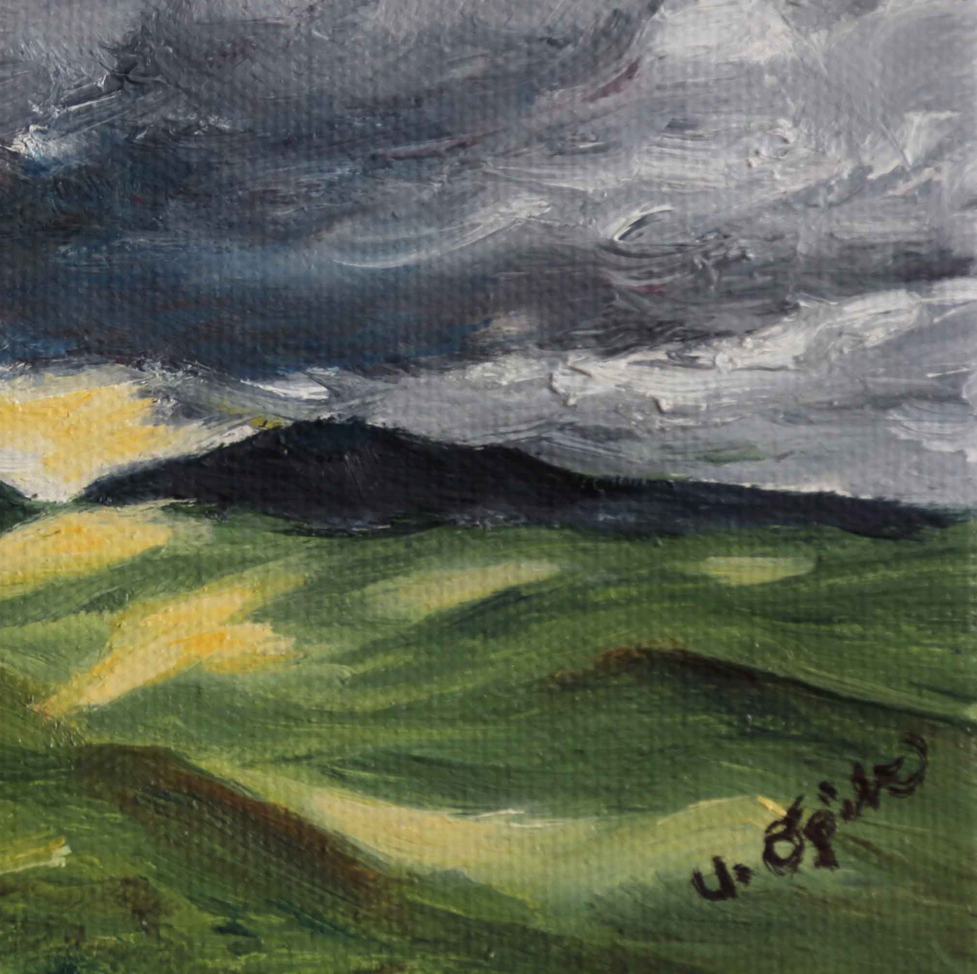 Rolling Hills, Oil Painting, Original, Clouds, Mountains, Sunlight ...